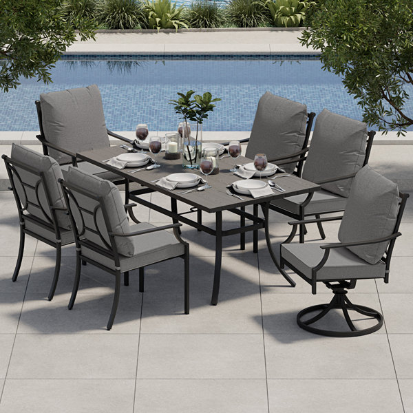 Grand Patio 6 - Person Rectangular Outdoor Dining Set with Cushions & Reviews | Wayfair